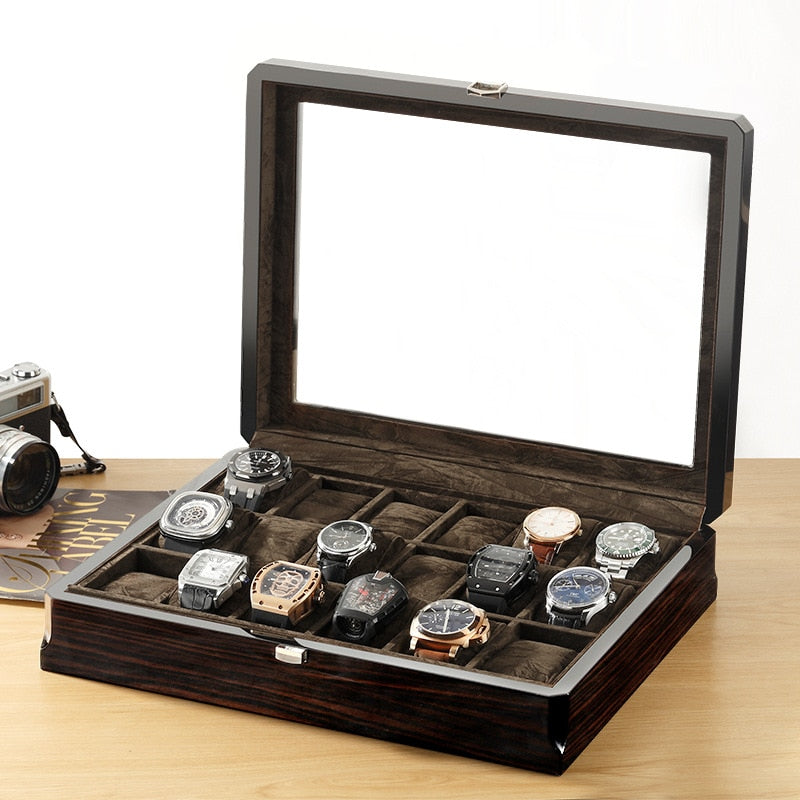 VINTAGE- DARK -WOOD -WATCH -BOX -18- WATCHES - Watchbox Store