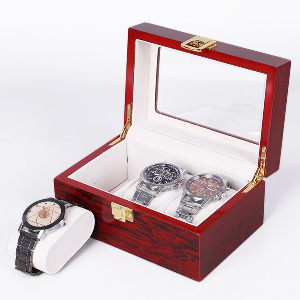 WOODEN- WATCH- BOX -RED - 1-2-3 WATCHES - Watchbox- Store – Watchbox Store