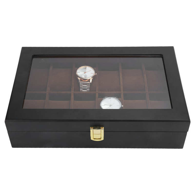 WOODEN -WATCH- BOX, SUEDE -INTERIOR- 12 -WATCHES- Watchbox -Store ...