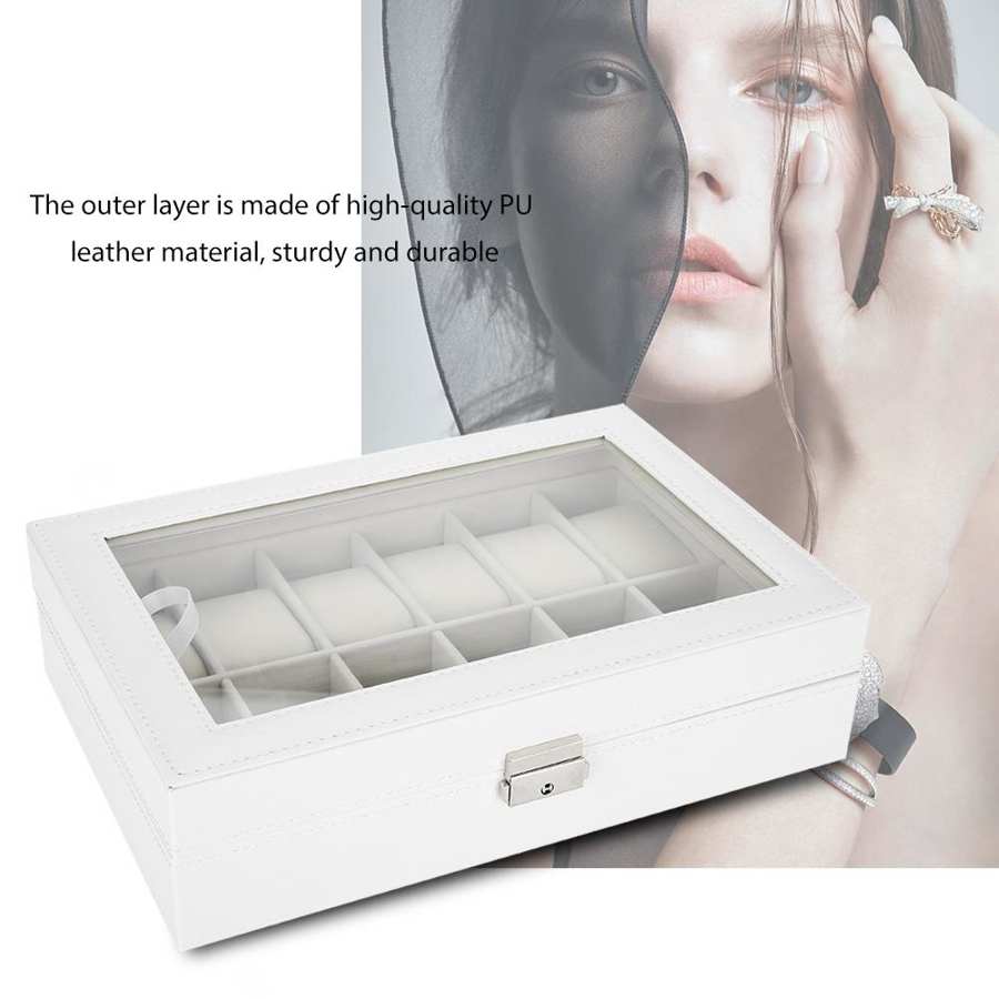 LADIES -WATCH -BOX -LEATHERETTE -WHITE - 12- WATCHES - Watchbox -Store ...
