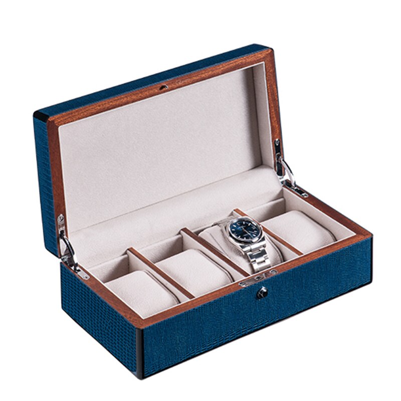 WATCH -BOX -BLUE- WOOD- 4- WATCHES - Watchbox -Store – Watchbox Store