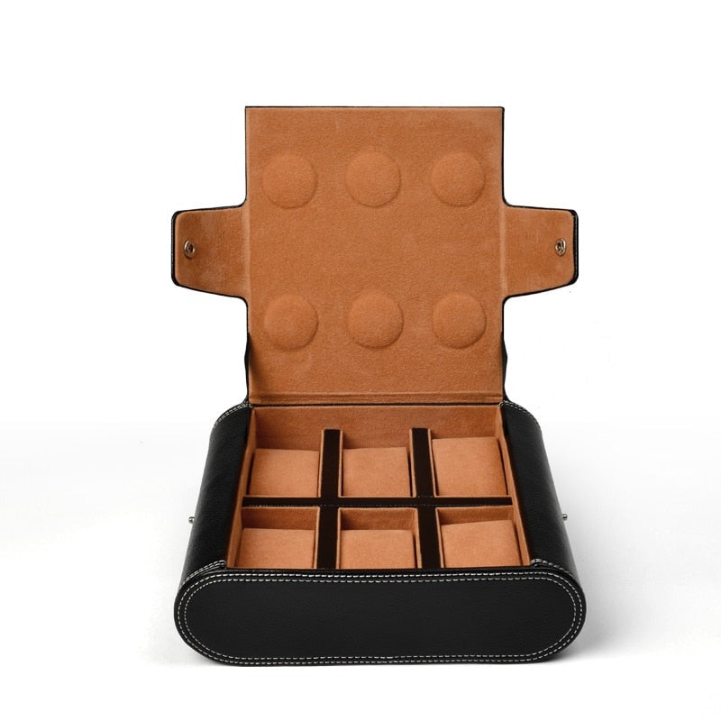 GENUINE -LEATHER -TRAVEL -CASE -FOR -WATCH- 6 -WATCHES - Watchbox Store