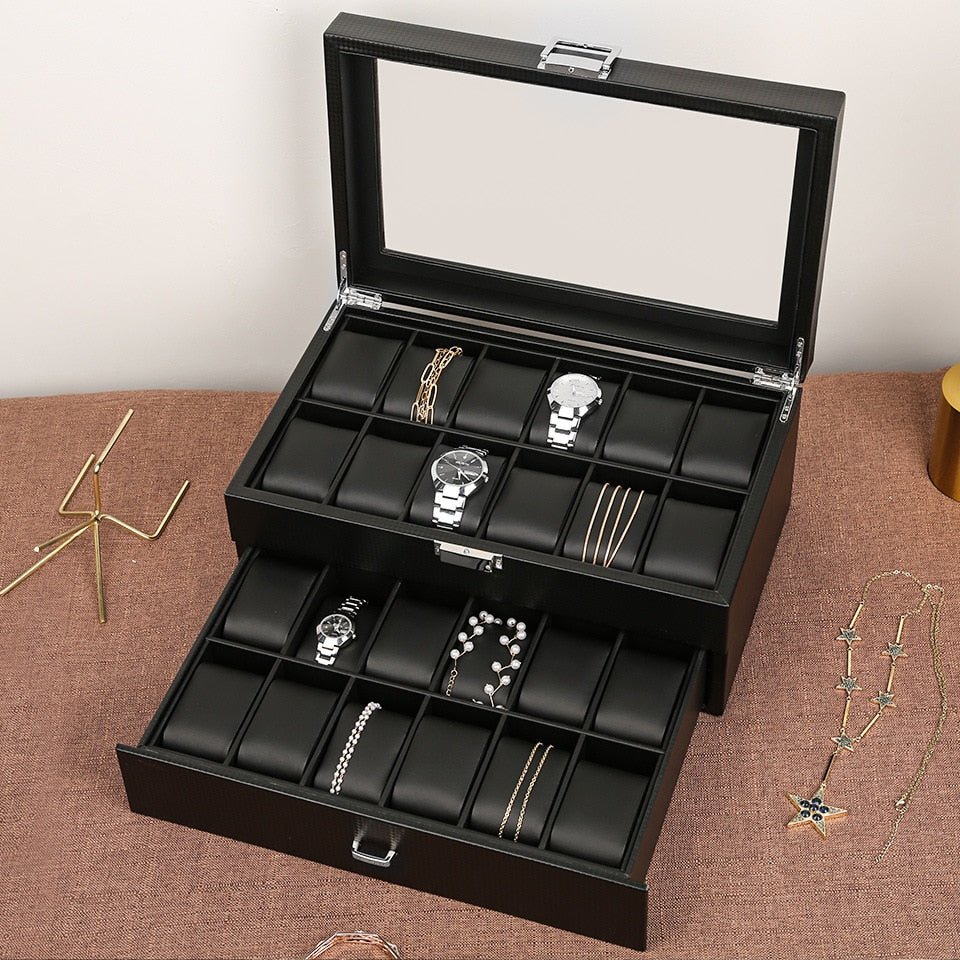 CARBON- WATCH -BOX- 24 -WATCHES - Watchbox- Store – Watchbox Store