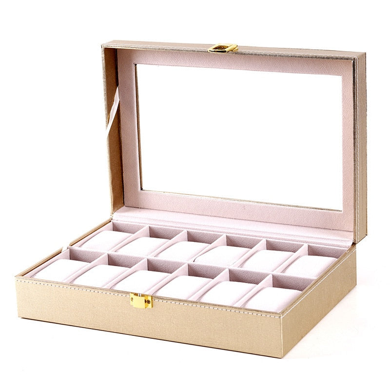 WATCH -BOX -FOR- WOMEN -WOOD -10- WATCHES - GOLD - Watchbox- Store ...