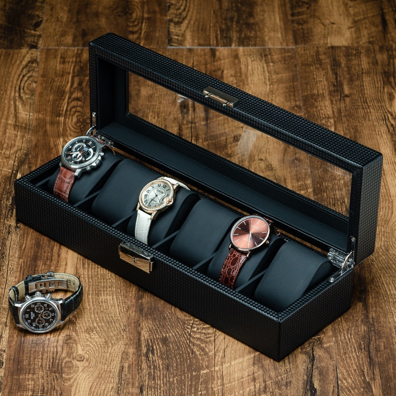 MEN- WATCH -BOX -CARBON- FIBER - WATCH- BOX -CARBON -6- WATCHES ...