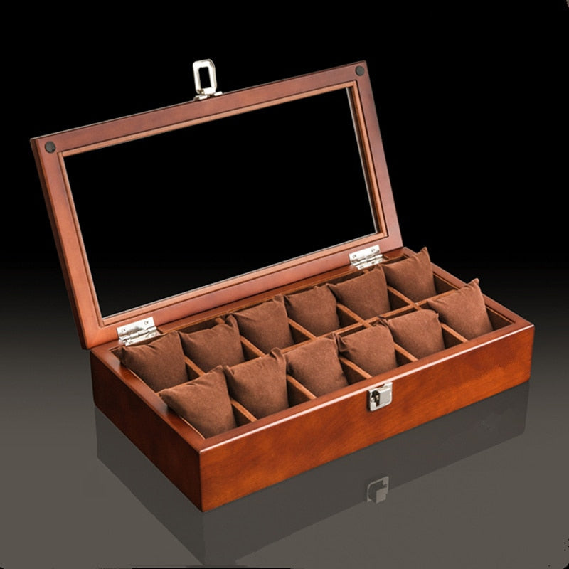 WATCH- BOX- WOOD- BROWN- 12- WATCHES - Watchbox -Store – Watchbox Store