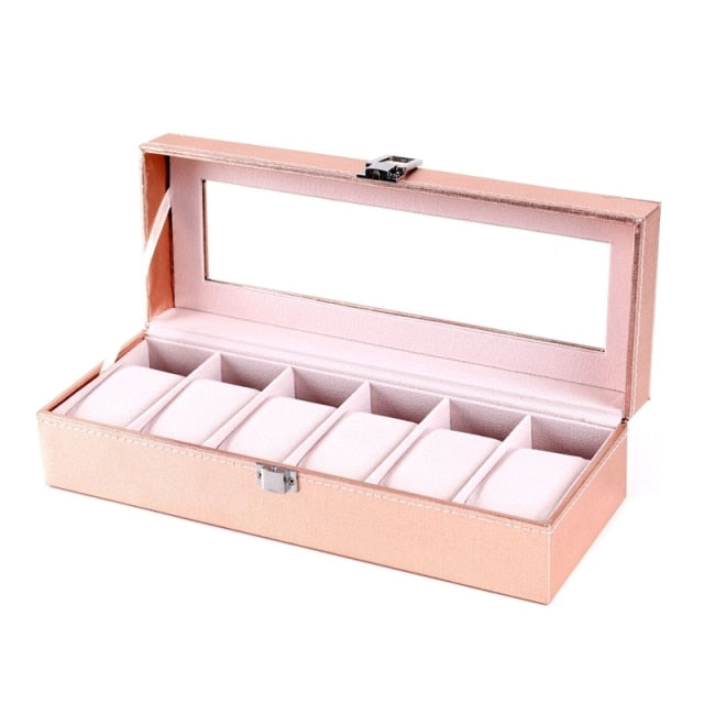 WATCH- BOX -LADIES -WOOD -6 -WATCHES - PINK - Watchbox -Store ...